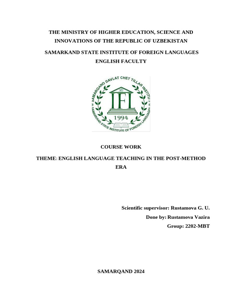 English Language Teaching in The Post Method Era VAZIRA RUSTAMOVA | PDF ...