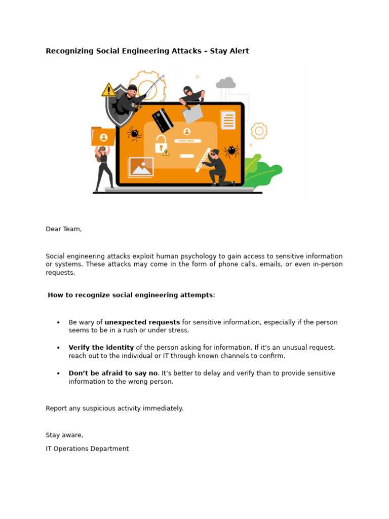 4 Recognizing Social Engineering Attacks - Stay Alert | PDF