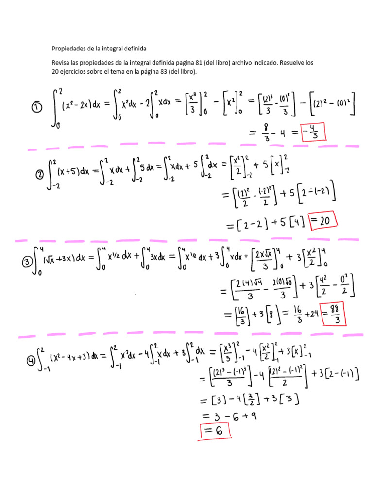 Propiedades de La Integral Definida | PDF Propiedades de La Integral Definida | PDF