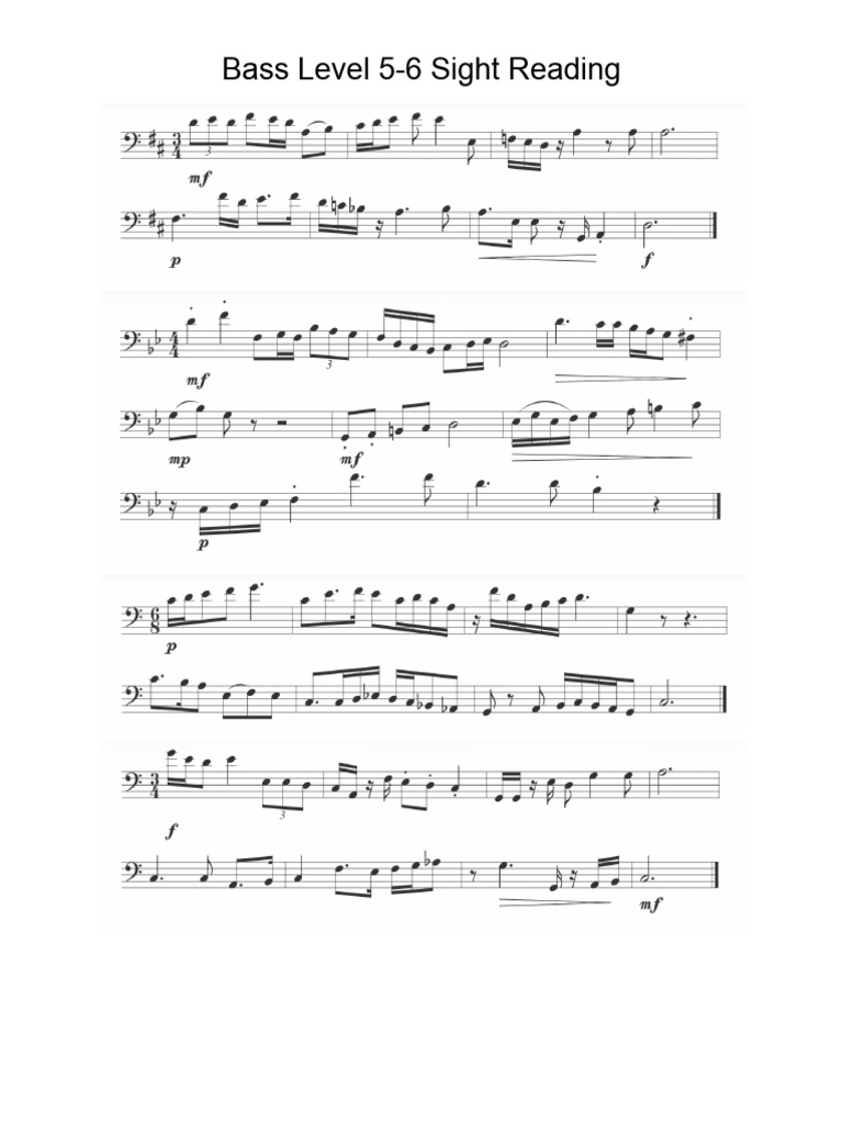 Bass NYSSMA Level 5-6 Sight Reading | PDF