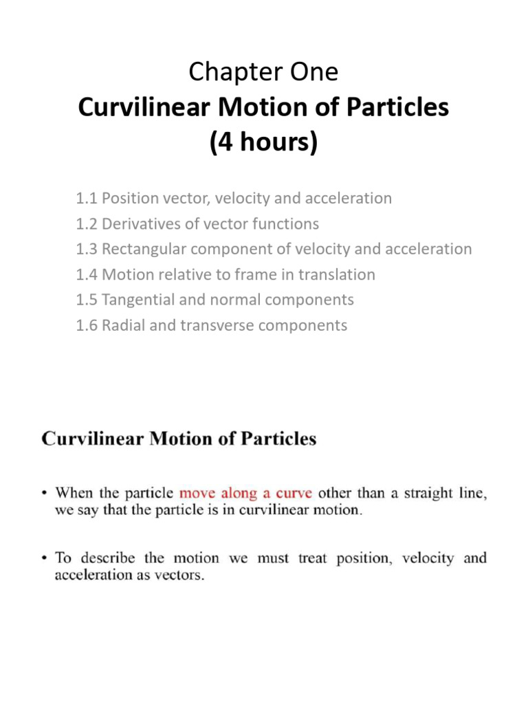 Curvilinear Motion of Particles Guide | PDF
