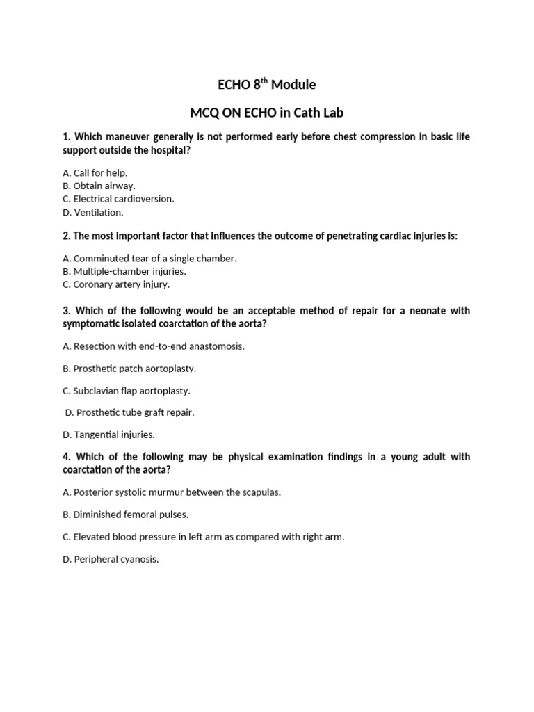 Assessment ECHO 8th Module | PDF | Vein | Heart