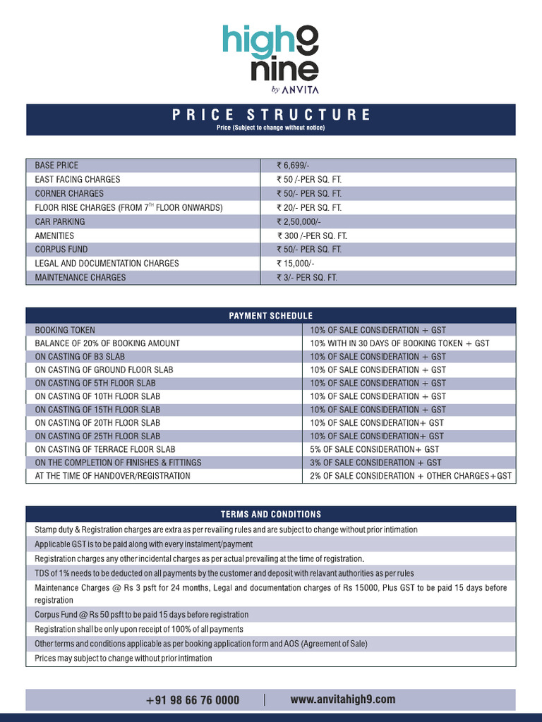 High-9 Price Sheet | PDF