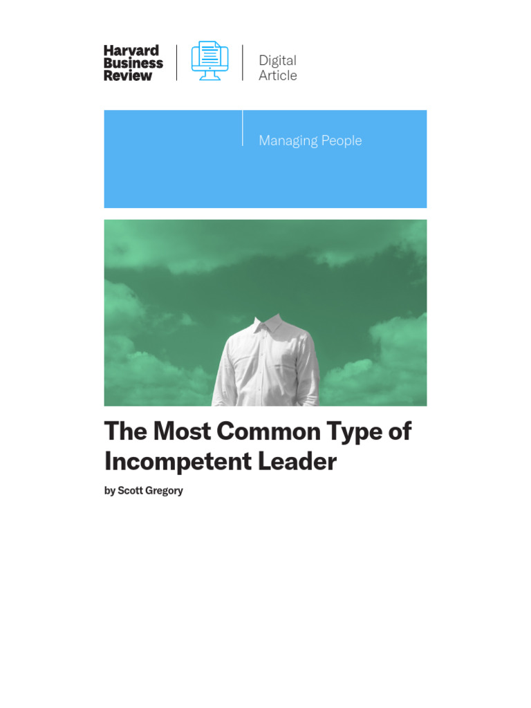HBR - 5 Types of Incompetent Leader | PDF | Leadership | Bullying