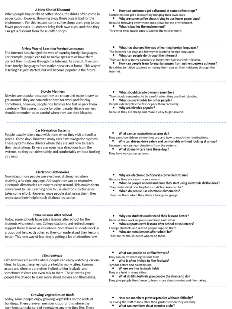 EIKEN Pre-2 Practice- Passage Questions | PDF | Pet