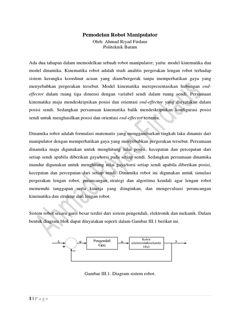 Pemodelan Robot Manipulator | PDF