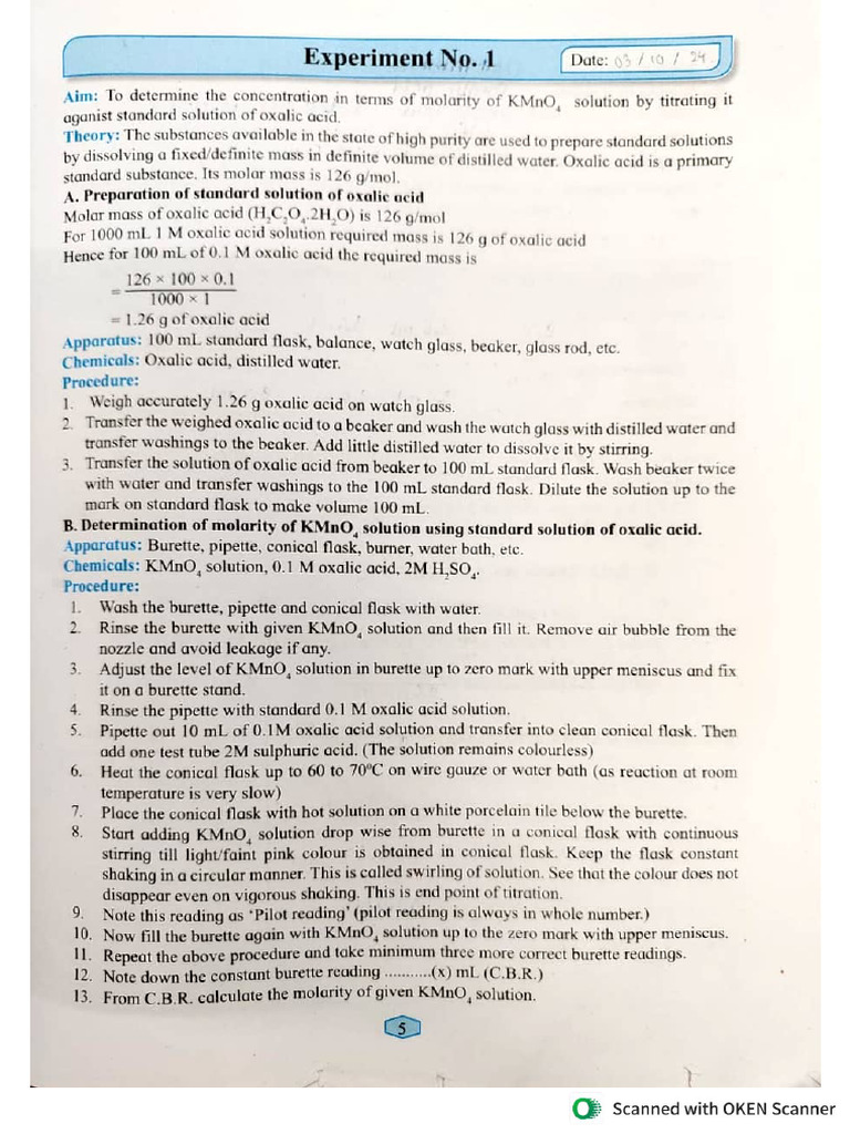 Chemistry Practical Class Xii | PDF