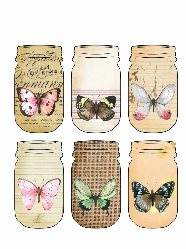 Free Printable Altered Art Mason Jars FPTFY 1 | PDF