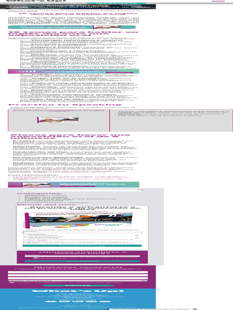 15 temas para hablar en inglés durante un examen oral What's Up! | PDF | Internet
