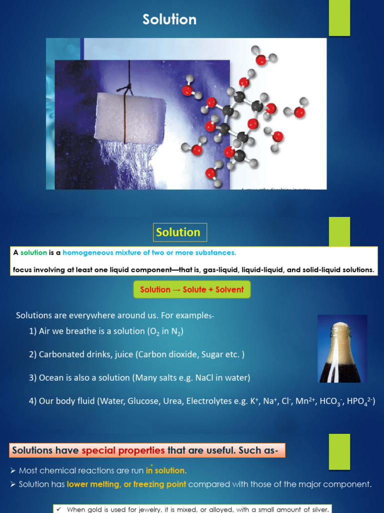 Solution and Colligative Properties | PDF | Solubility | Solvation