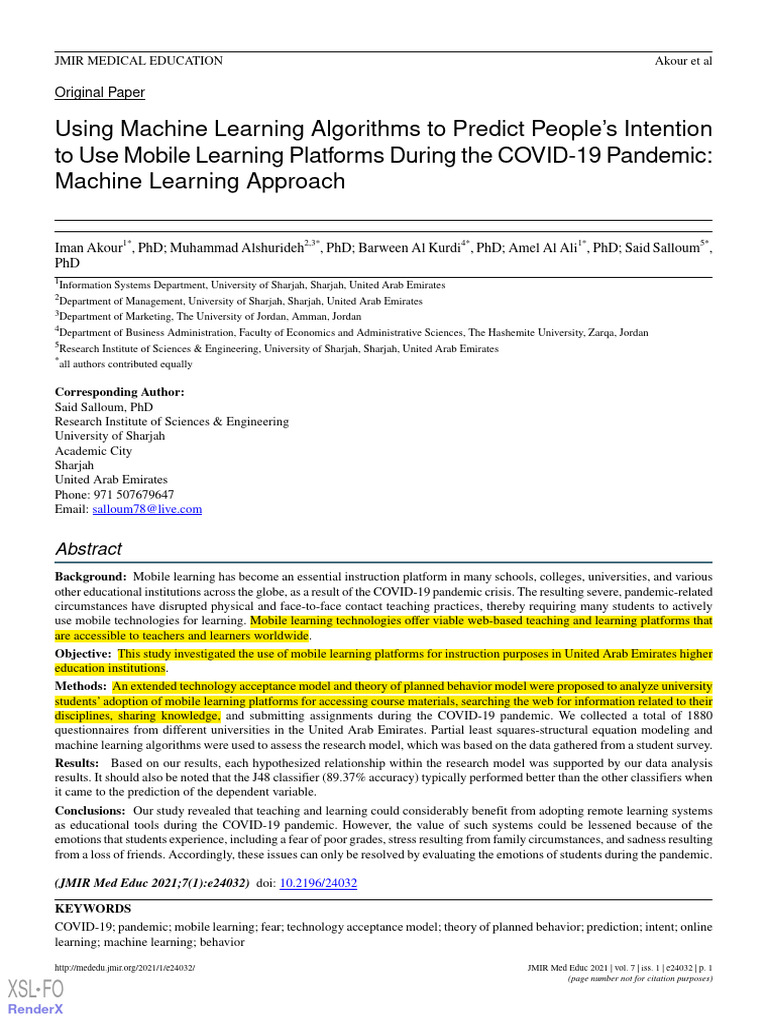 Using Machine Learning Algorithms To Pre | PDF | Validity (Statistics) | Factor Analysis