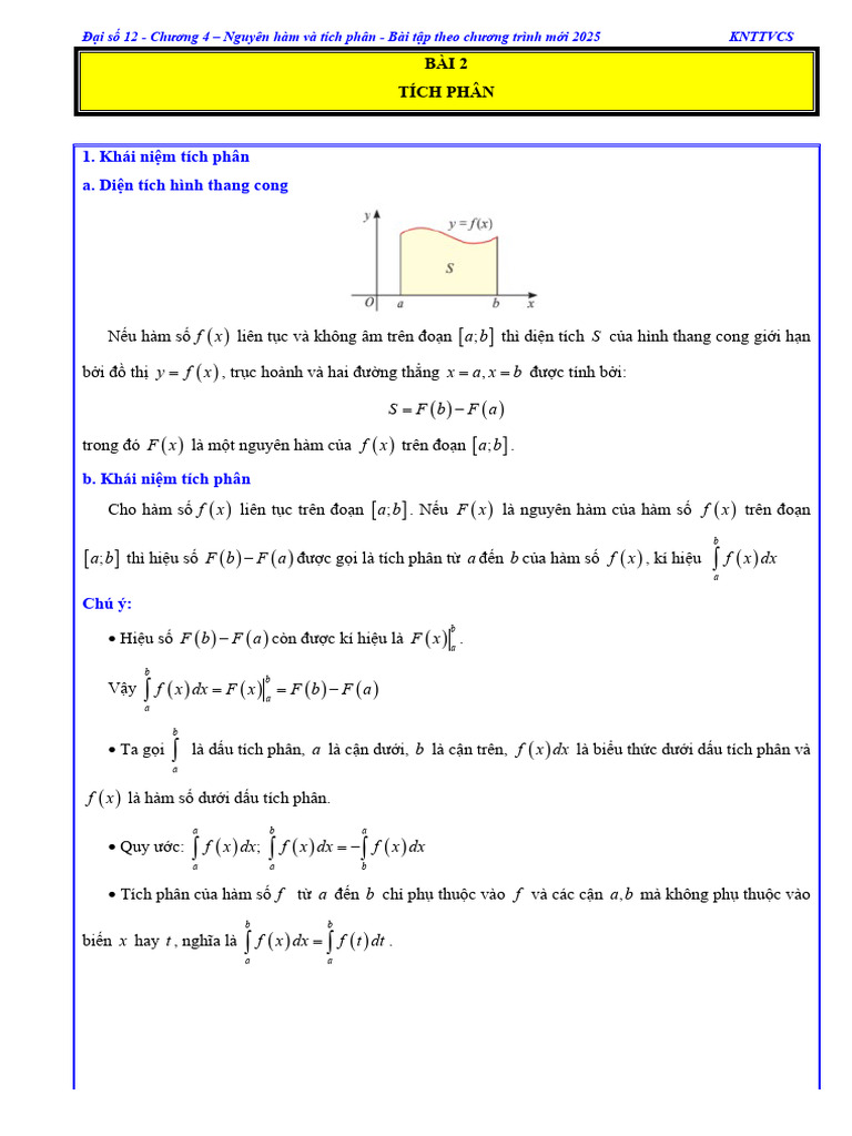 Cac Dang Bai Tap Tich Phan Toan 12 Knttvcs | PDF
