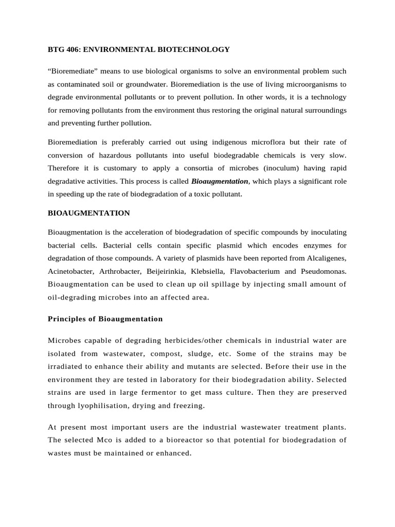 BTG 406 LECTURE NOTE- 2024 | PDF | Biosensor | Biodiversity