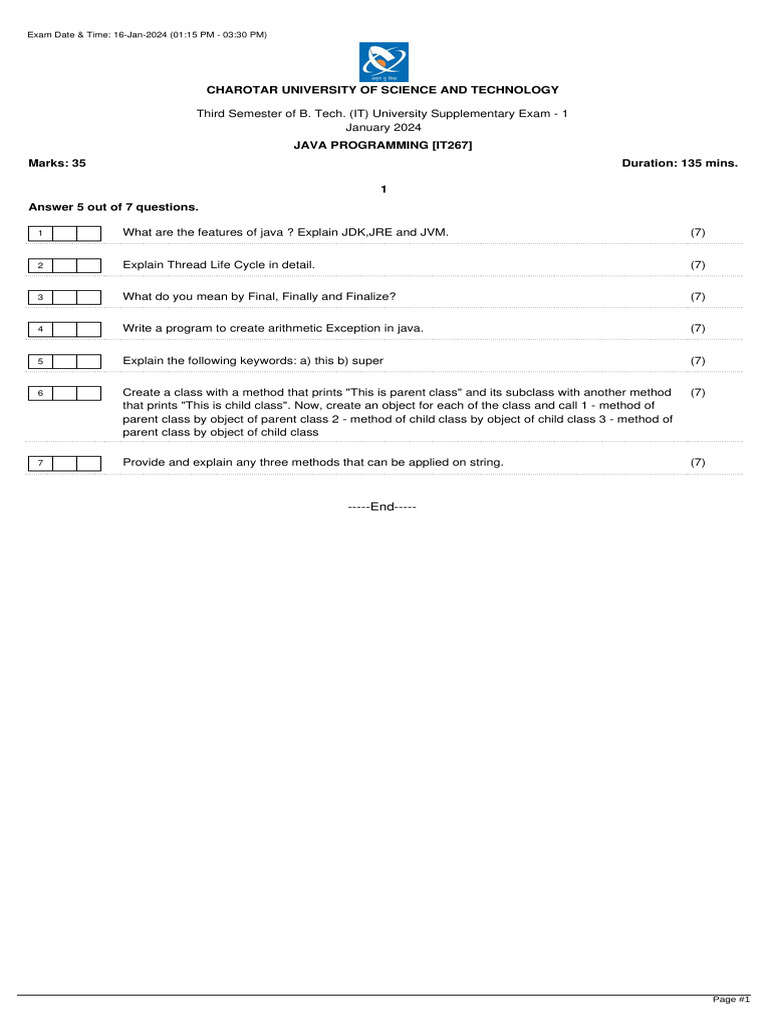 Java 2024 Paper | PDF