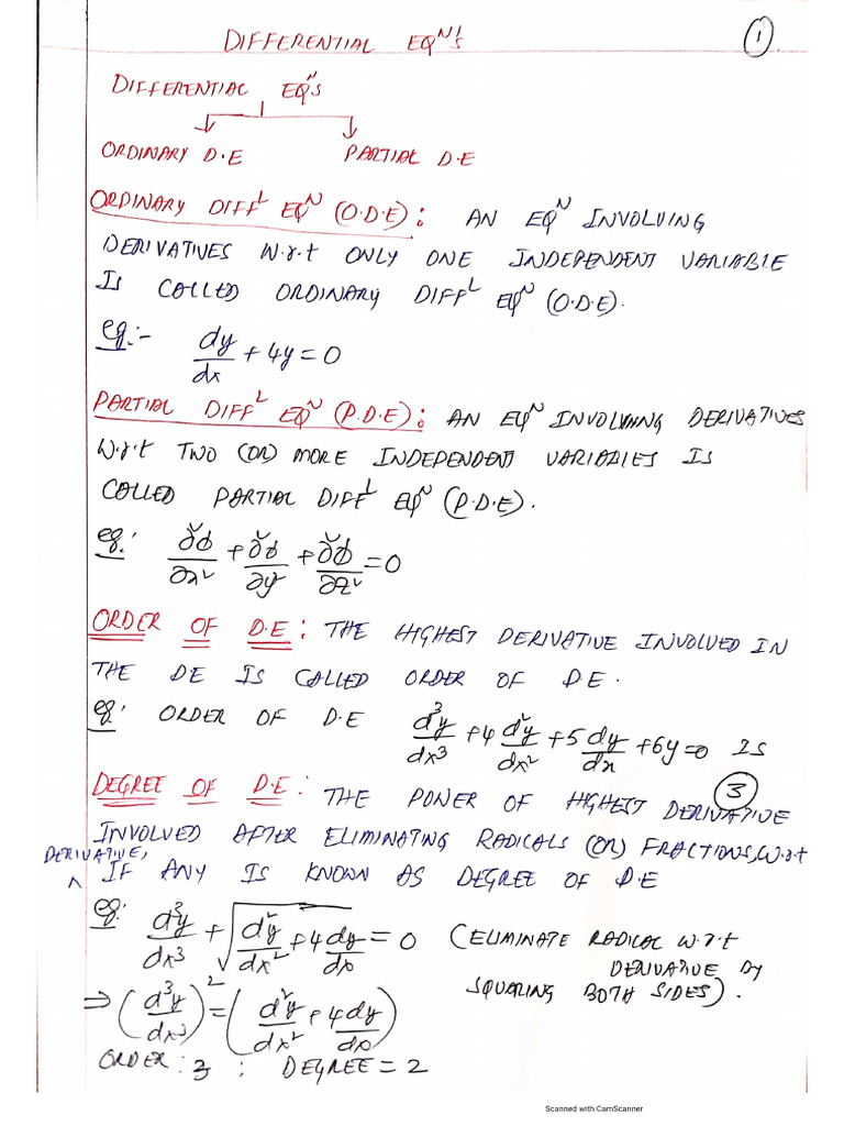 OHM Differential Equations Lecture Notes | PDF