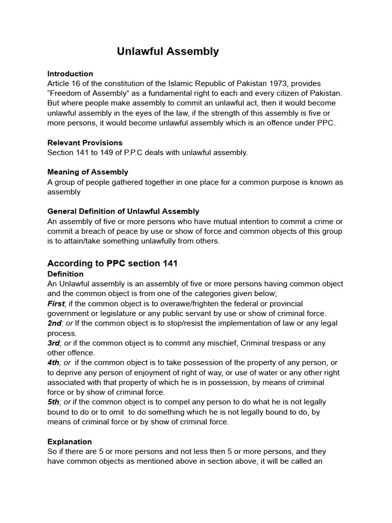 PPC (Unlawful assembly & Common Intention+ Common Object) | PDF | Crimes | Crime & Violence