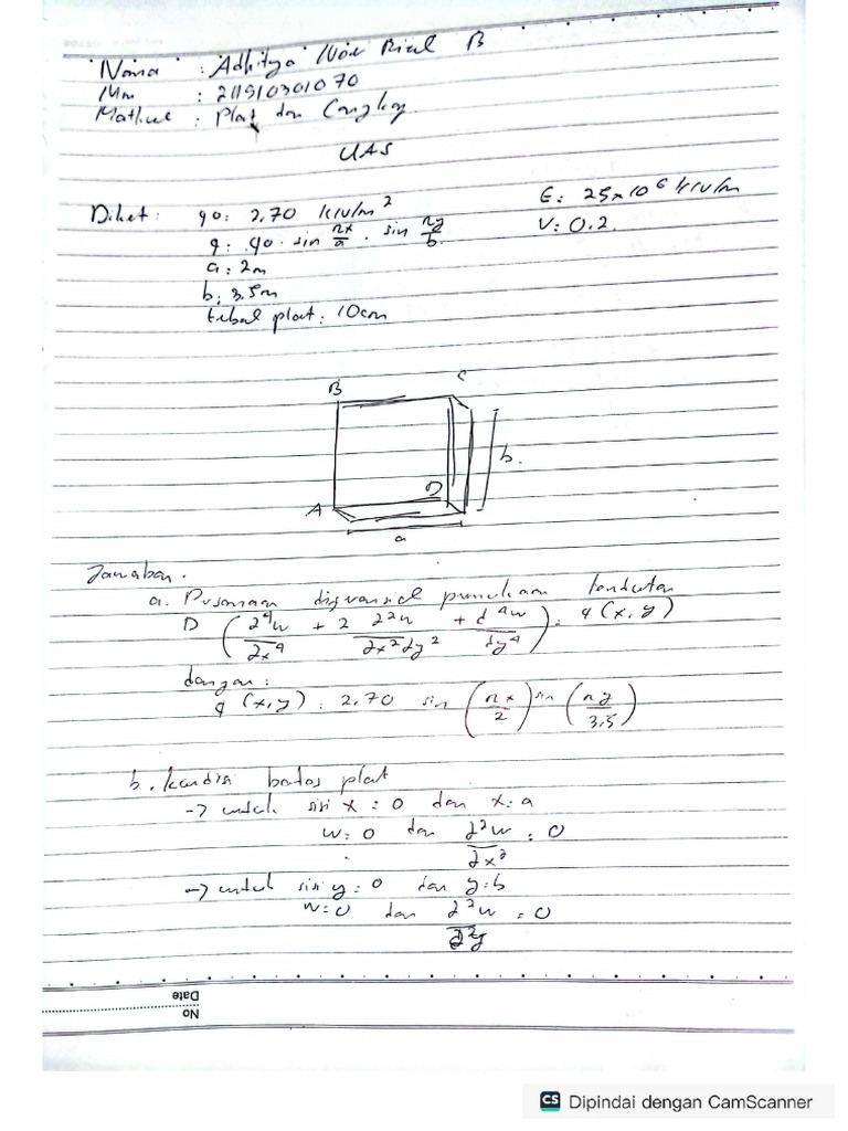 UAS Plat Dan Cangkang Adhitya Noer Rizal _211910301070 | PDF