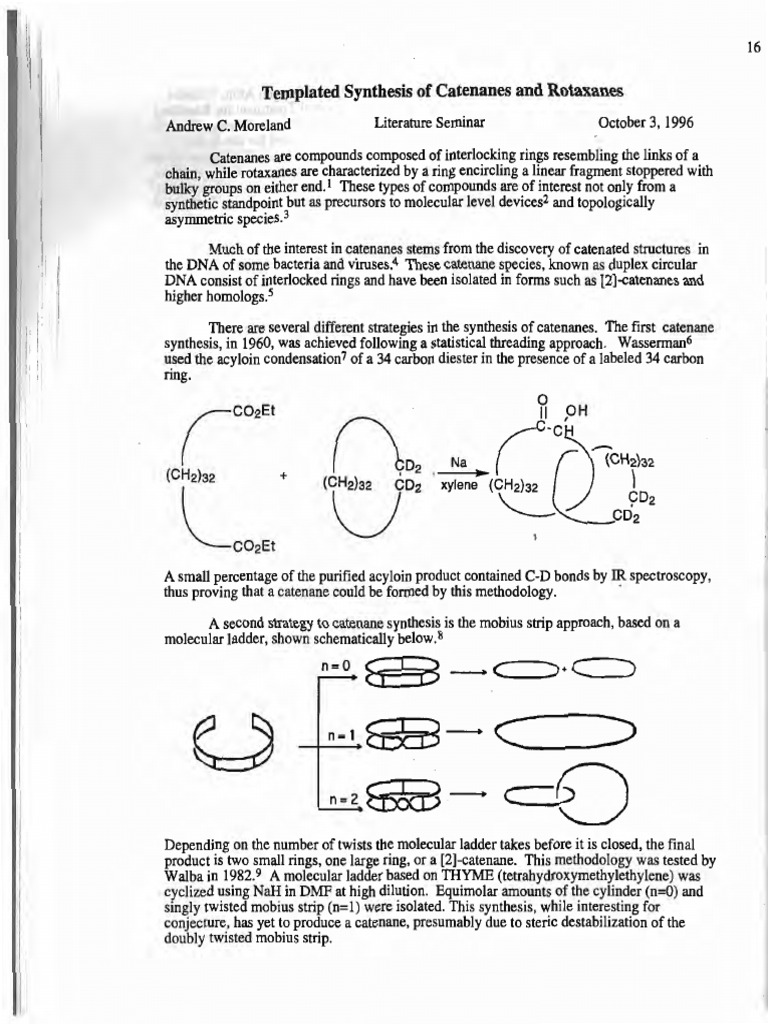 Templated Synthesis of Catenanes and Rotaxanes | PDF | Ligand ...