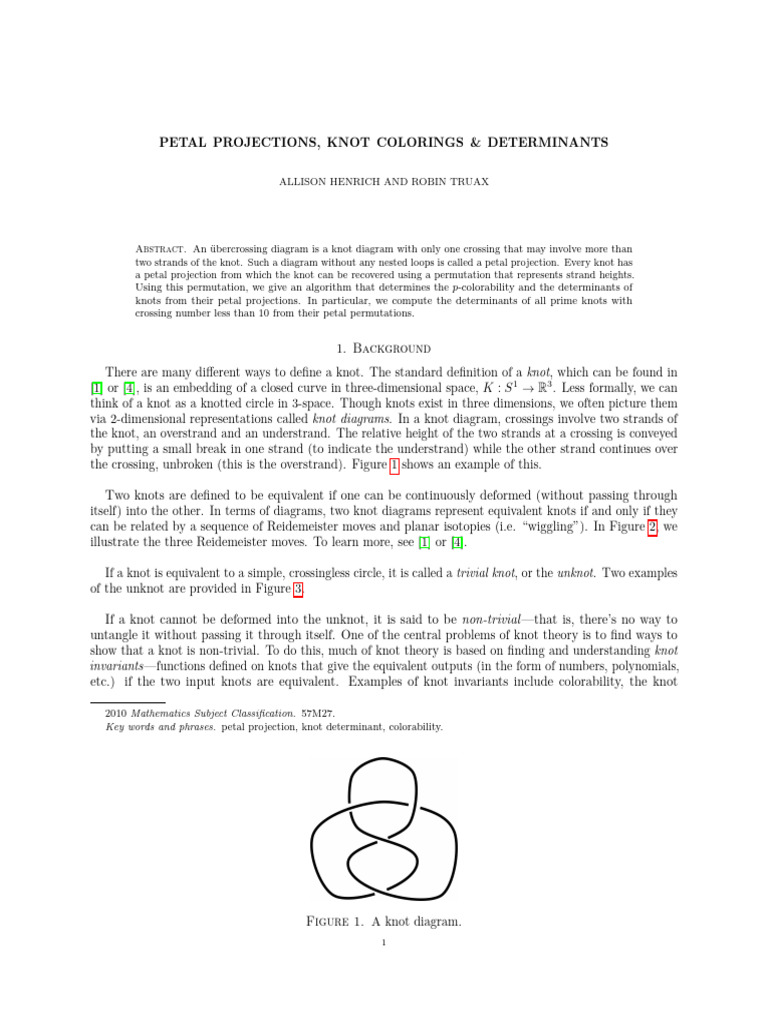 Petal Projections, Knot Colorings & Determinants | PDF | Matrix ...