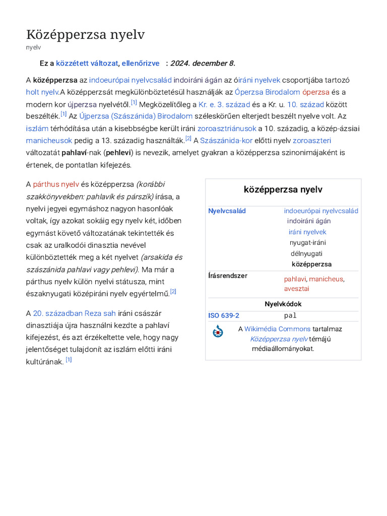 Középperzsa nyelv | PDF