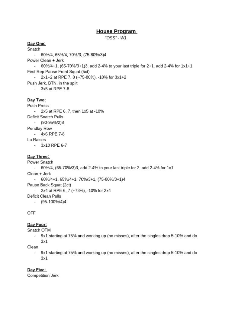 House Program W1 - Only The Strong Survive - Cycle | PDF