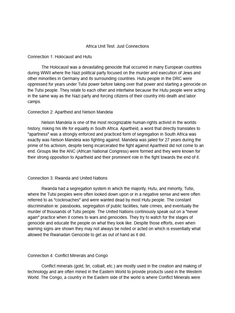 Africa Unit Test Connections | PDF | Hutu | Tutsi
