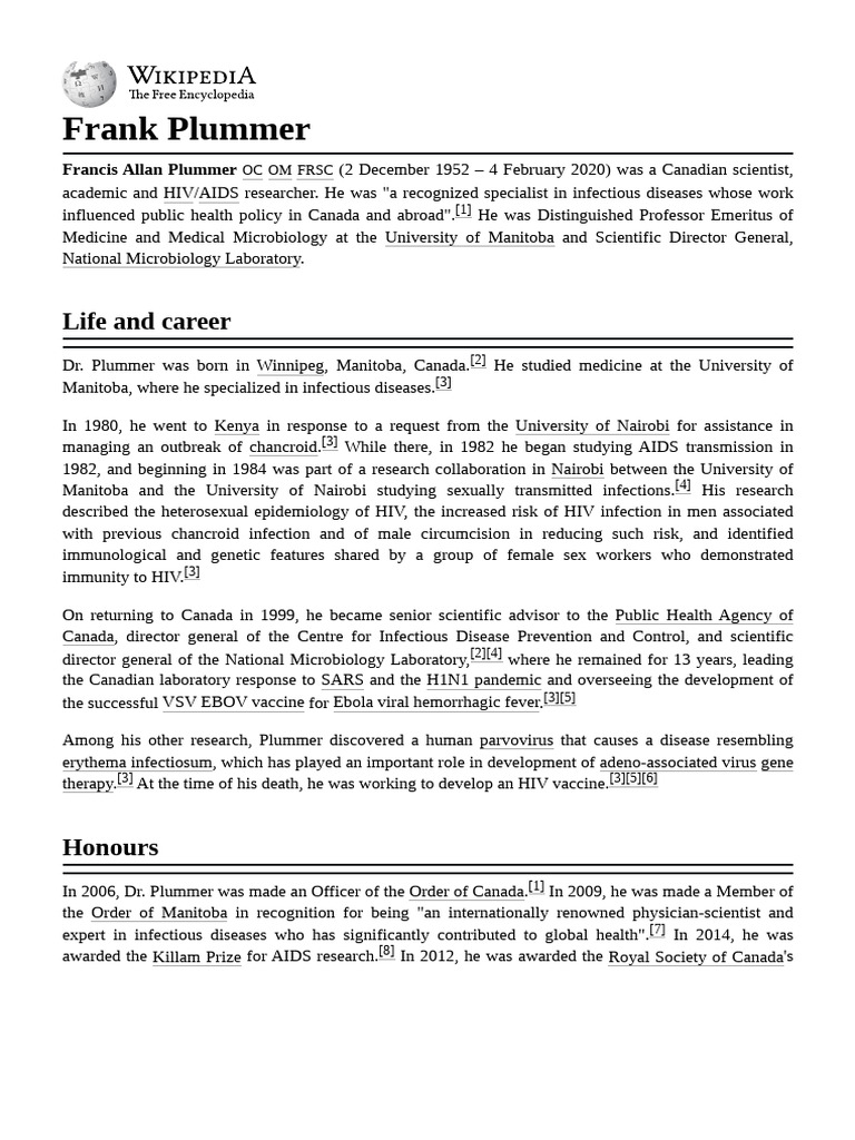 Frank_Plummer | PDF | Medical Specialties | Medicine