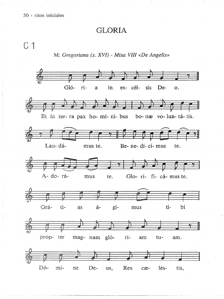 Gloria Gregoriano S.XVI misa VIII Angelis | PDF