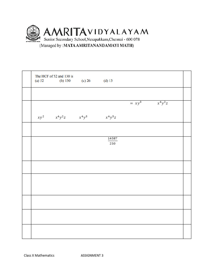 Class 10 Real Numbers Assignment 3 | PDF | Numbers | Mathematical Concepts