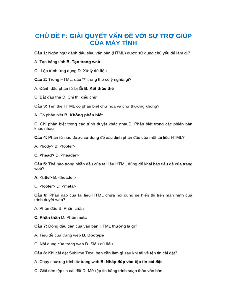 CHỦ ĐỀ F 2 | PDF