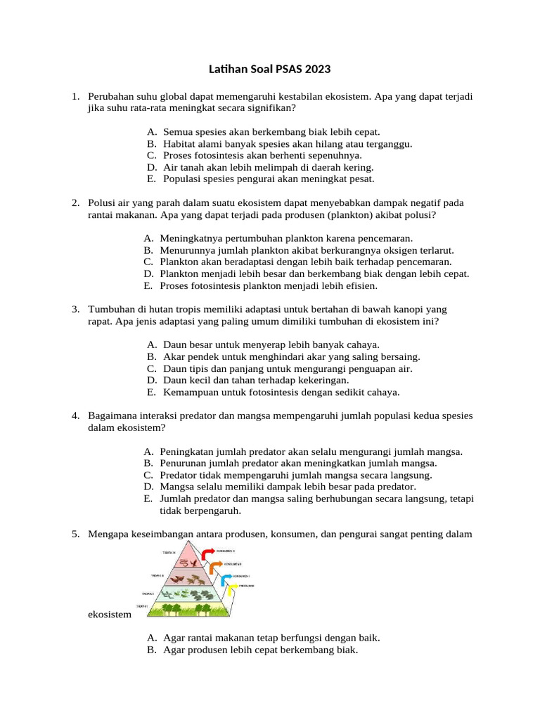 X Latihan Soal PSAS Biologi 2023 | PDF