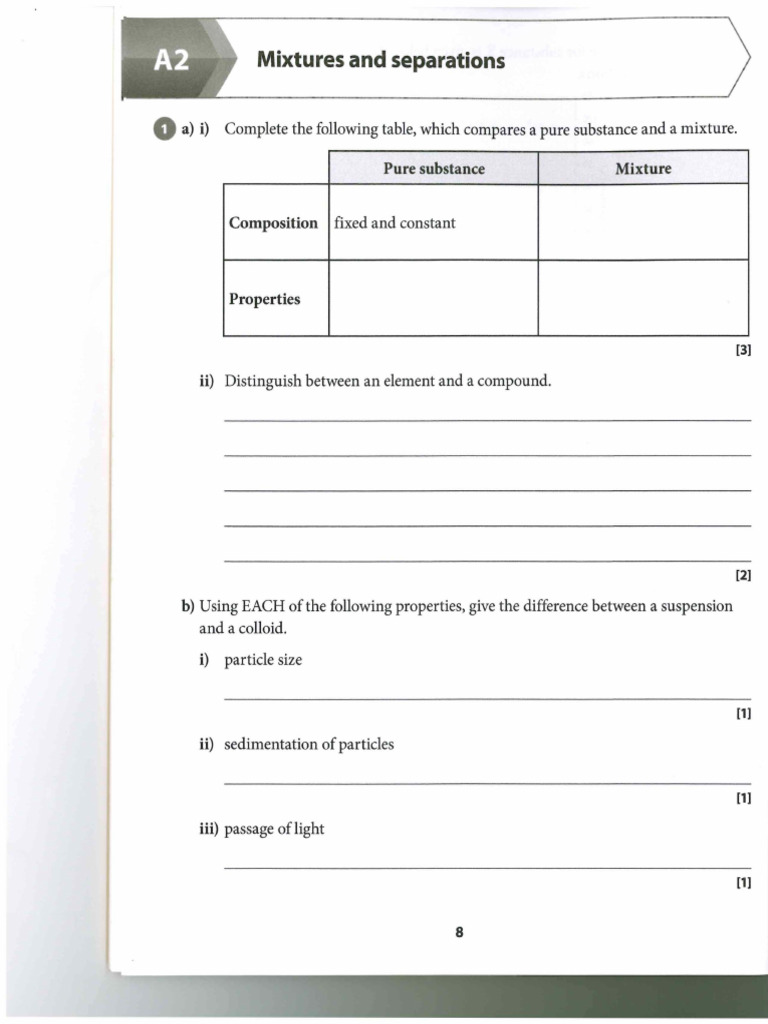 Collins Workbook (Mixtures and Separations) | PDF | Solubility | Mixture