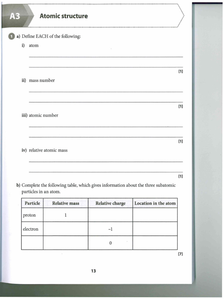 Collins Workbook (Atomic Structure) | PDF | Isotope | Atoms