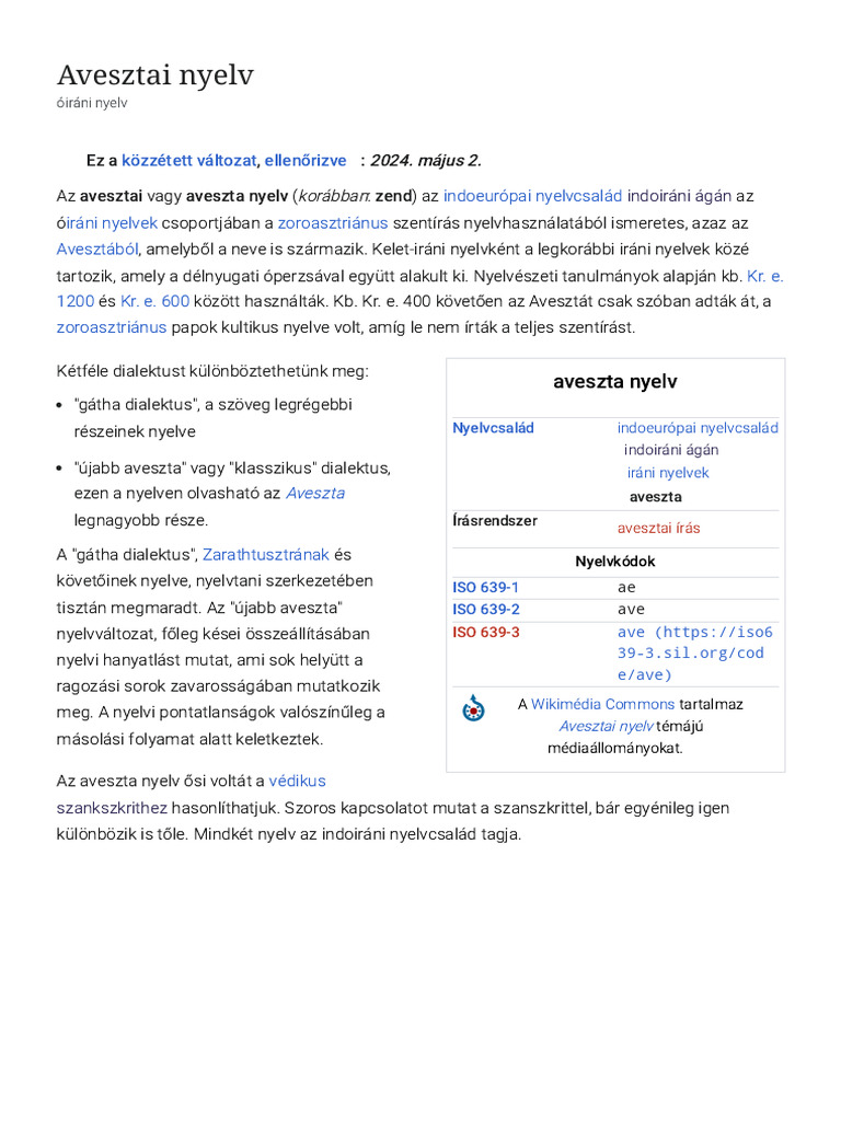 Avesztai Nyelv | PDF