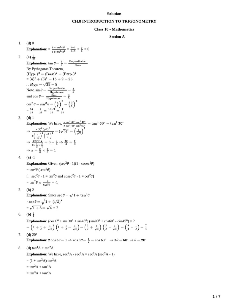 CH 8 Answer Key | PDF | Trigonometric Functions | Elementary Mathematics