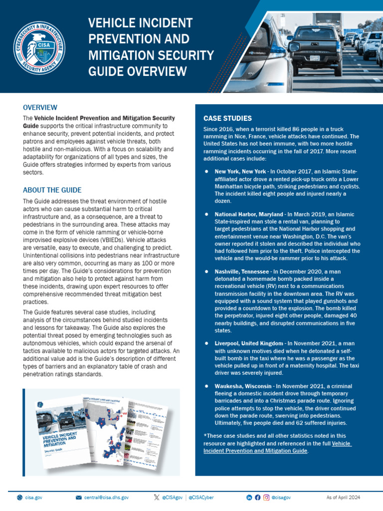 Vehicle Incident Prevention and Mitigation Security Guide Overview | PDF | Emergency Management ...