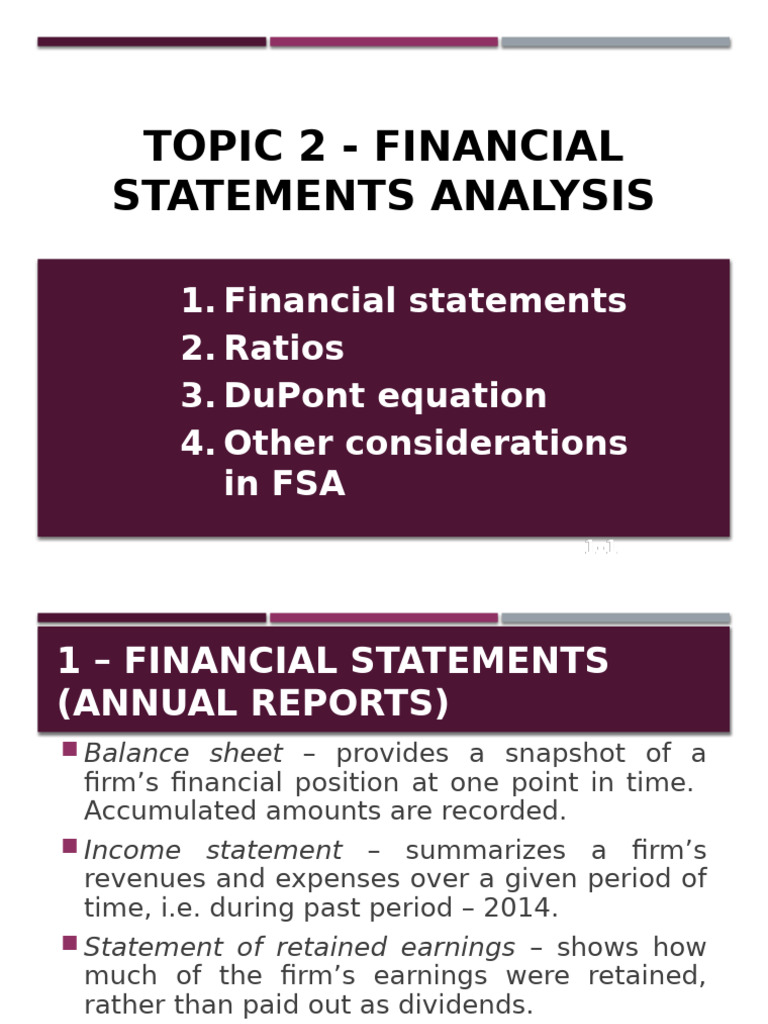 Lecture 2_Financial Statements Analysis | PDF | Price–Earnings Ratio | Cash Flow Statement