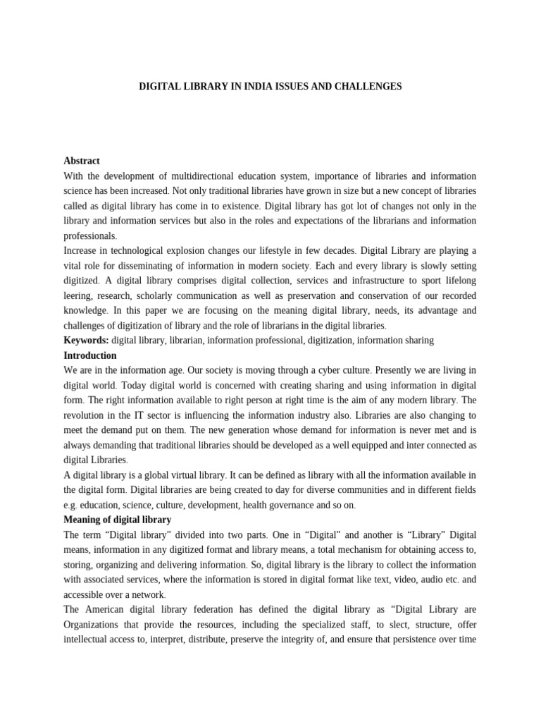 4 DIGITAL LIBRARY IN INDIA ISSUES AND CHALLENGES | PDF | Libraries | Digital Library