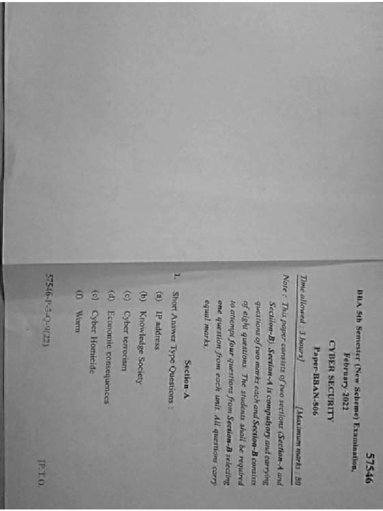 2022 Bba 5th Sem Cyber Security | PDF