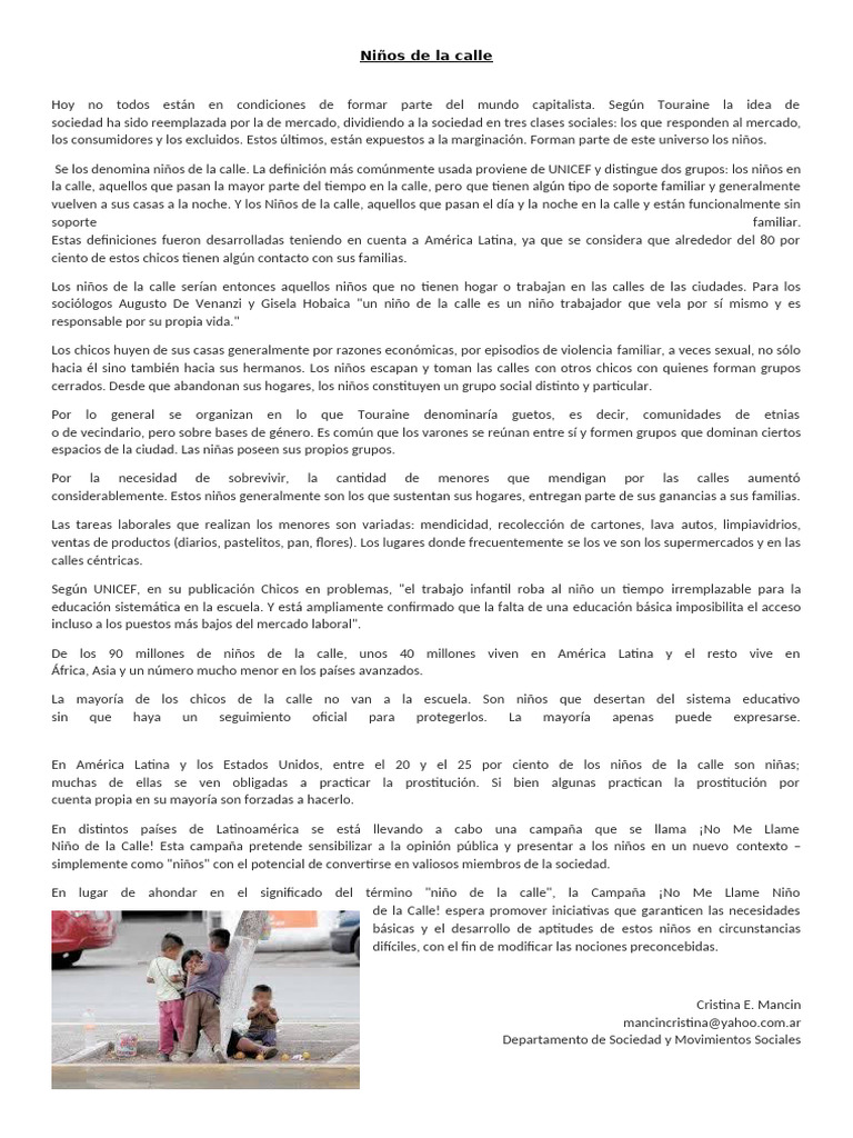 Niños de La Calle | PDF