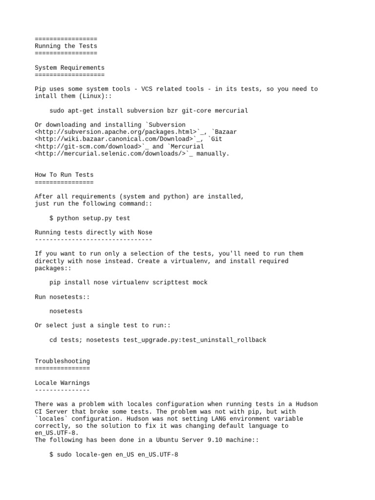 Pip Testing Guide with System Setup | PDF