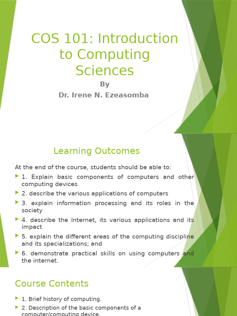 COS 101 PPT Lecture 1 | PDF | Central Processing Unit | Input/Output