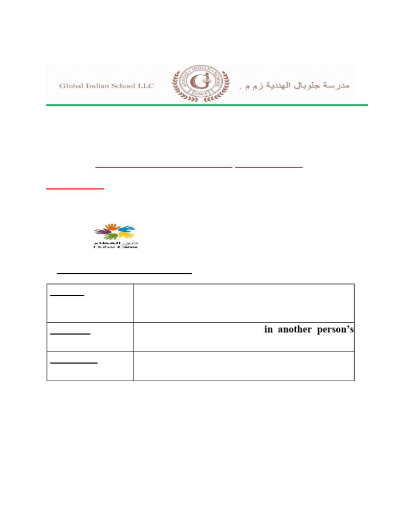 Grade 5 Charity and Generosity Worksheet | PDF
