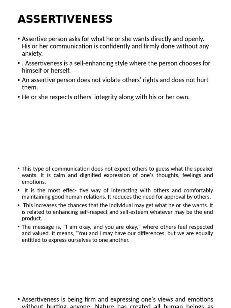 ASSERTIVENESS | PDF | Feeling | Self Esteem ASSERTIVENESS | PDF | Feeling | Self Esteem