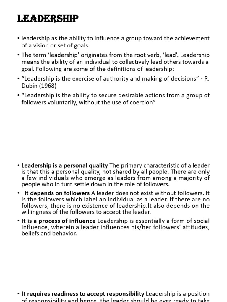 Leadership | PDF | Leadership | Psychological Concepts