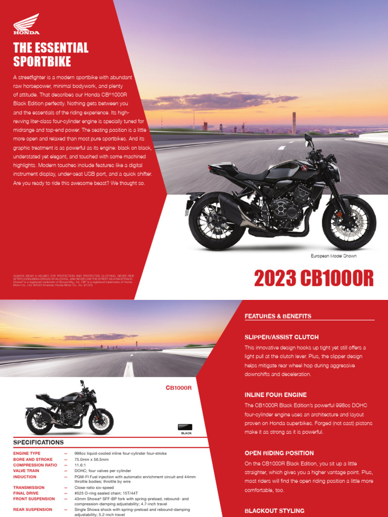 2023 CB1000R Brochure | PDF | Anti Lock Braking System | Motor Vehicle
