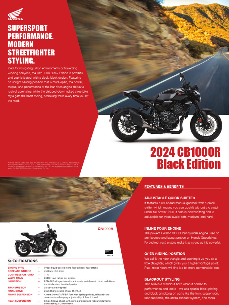 2024 CB1000R Brochure | PDF | Engines | Anti Lock Braking System