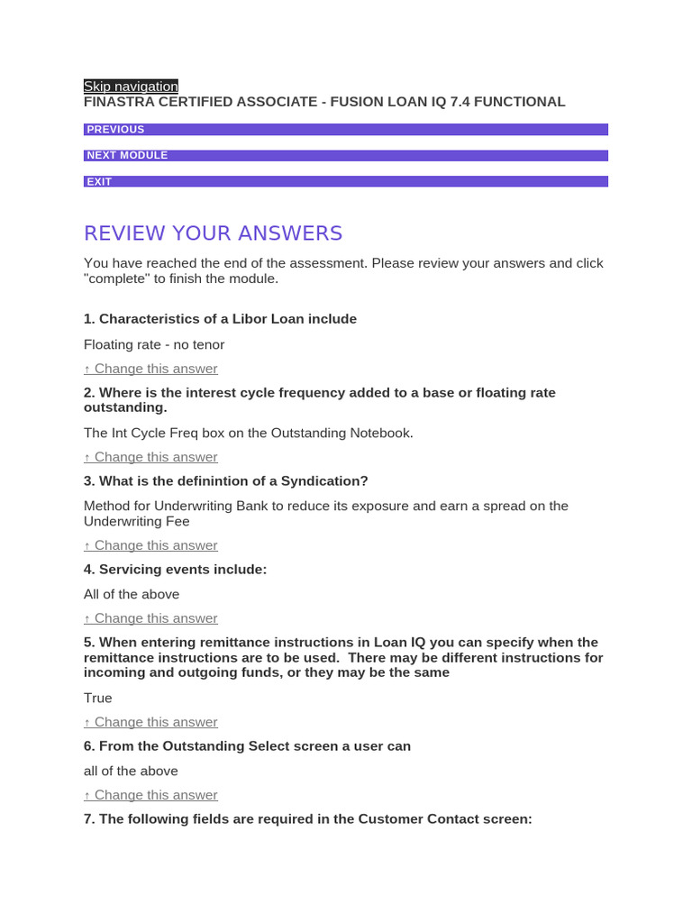 Functional Loan Iq Test 1 | PDF | Loans | Credit