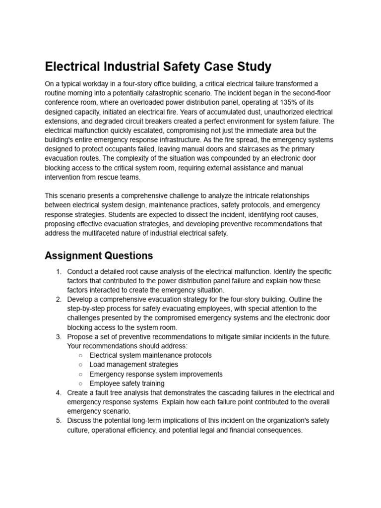 Electrical Industrial Safety Case Study | PDF | Emergency | Safety