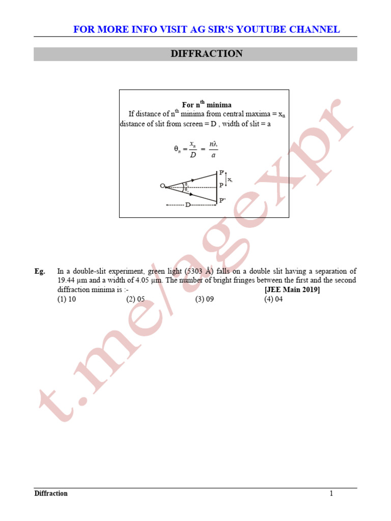 DIFFRACTION CHEAT CODE | PDF | Diffraction | Classical Mechanics
